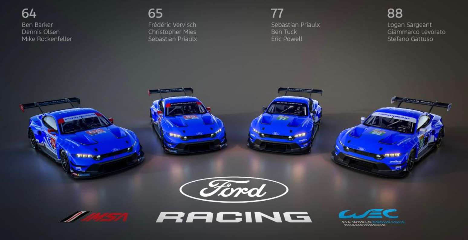 Ford Racing confirma pilotos do Mustang GT3 para IMSA e WEC em 2026