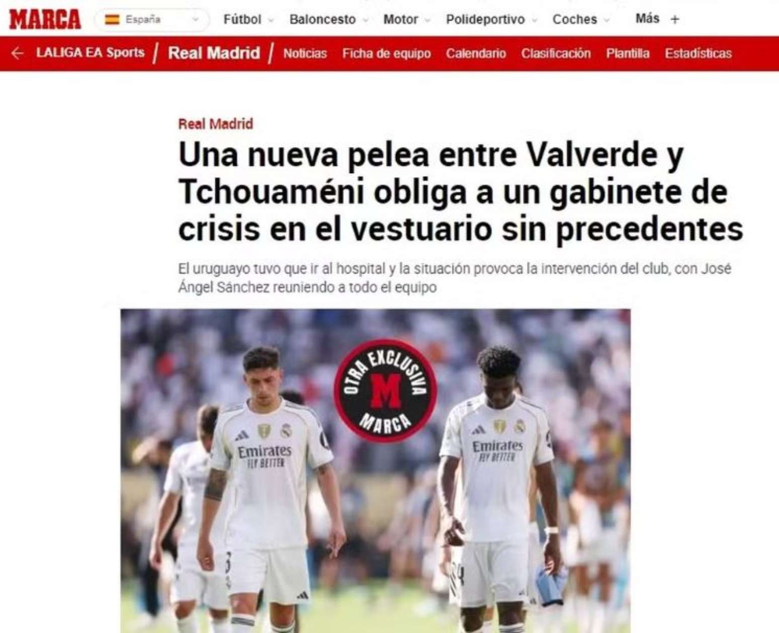 Valverde vai parar no hospital após nova briga com Tchouaméni em treino ...