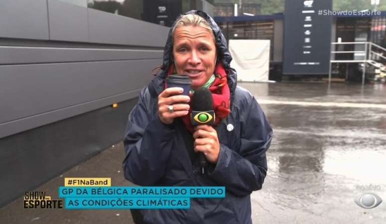 Fórmula 1 atrasa e Mariana Becker bebe chá, apresenta amigo e brinca na ...
