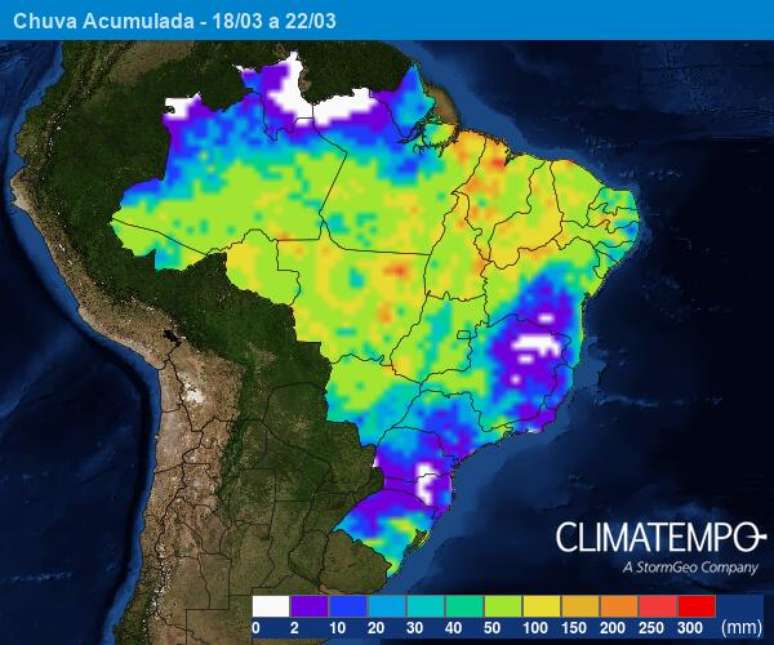Temporais e chuva volumosa sobre o centro norte brasileiro