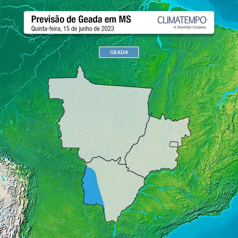 Geada no Mato Grosso do Sul na quinta e no Sul no domingo