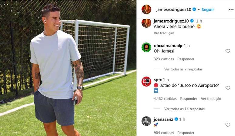 James Rodríguez posta foto e agita torcida do São Paulo: 'Agora vem a ...