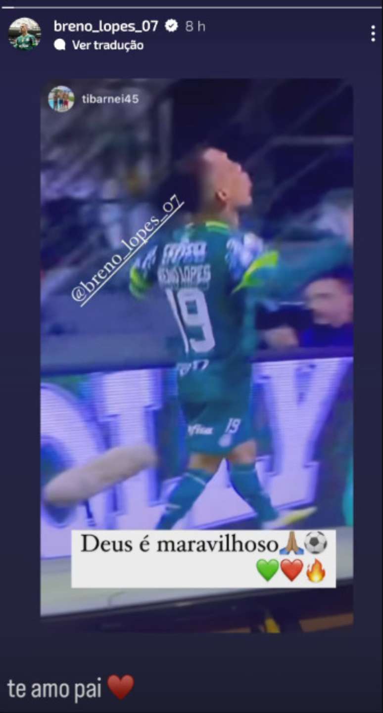 Breno Lopes republica vídeo postado pelo pai nas redes sociais: "Reclama aí, torcida"
