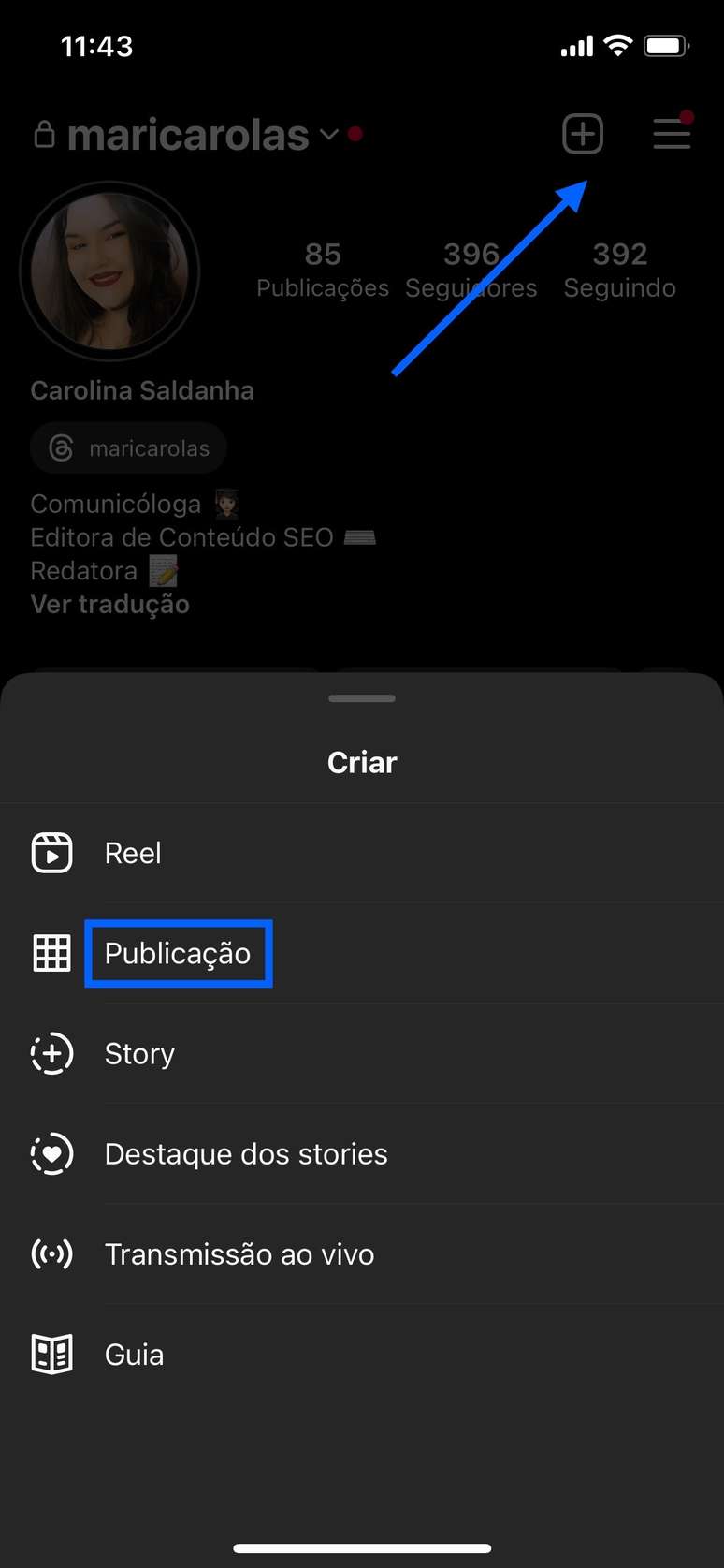 Onde ficam os rascunhos do Instagram?
