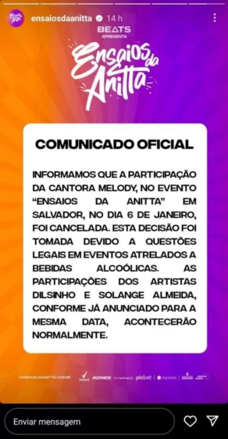 Melody é desconvidada de evento de Anitta por motivo inusitado; saiba!