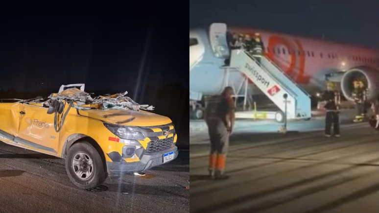 Foto: Carro atingido por avião da Gol fica destruído