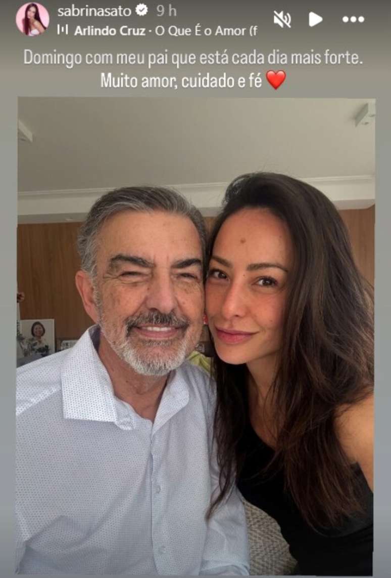 Sabrina Sato atualiza estado de saúde do pai, com câncer
