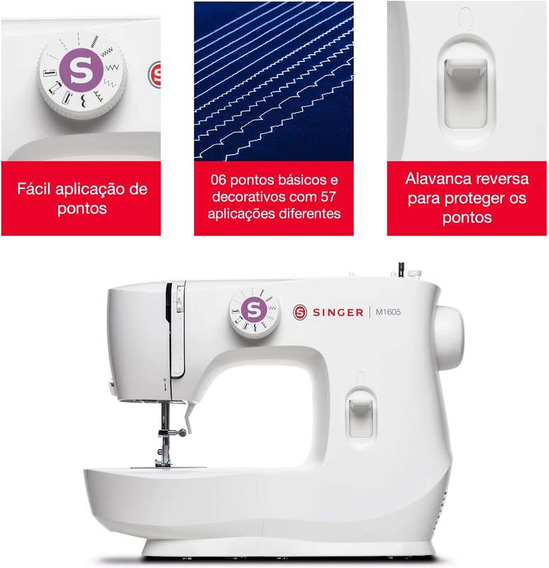 Máquina de Costura Portátil SINGER M1605 - 11% de desconto
