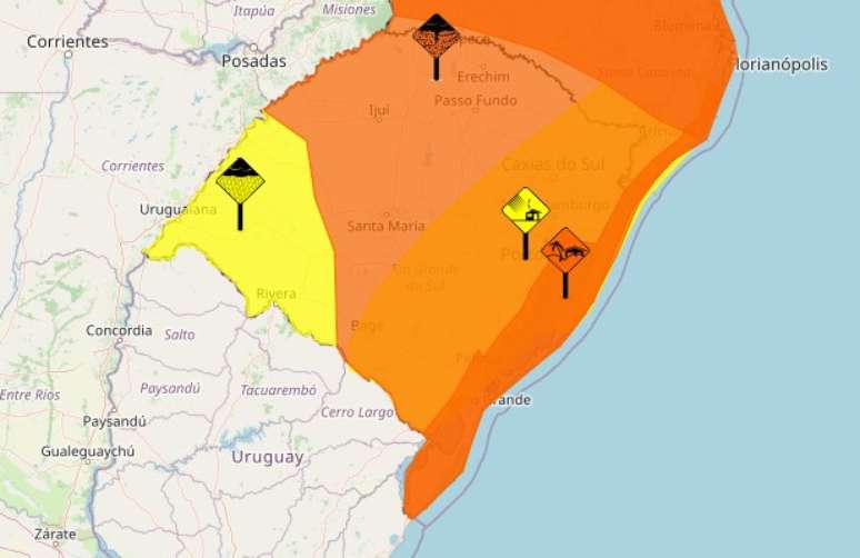 Inmet emite três alertas de tempestades e vendavais para o Rio Grande ...